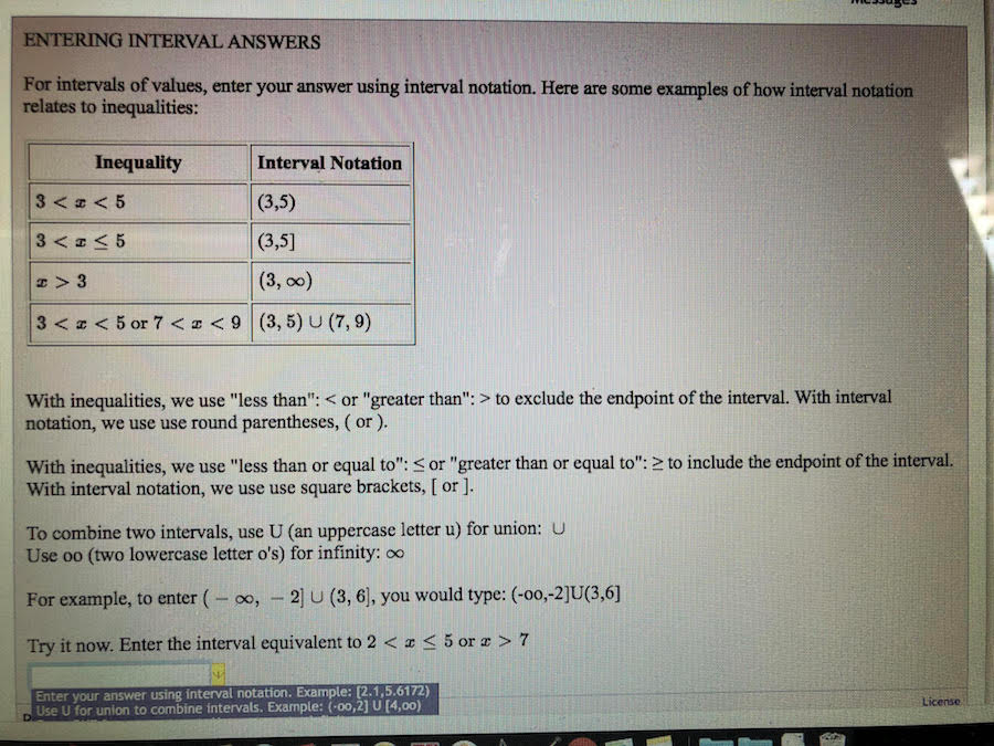 Solved ENTERING INTERVAL ANSWERS For intervals of values, | Chegg.com