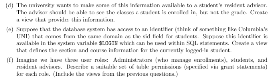 1. Consider the following database schema describing | Chegg.com