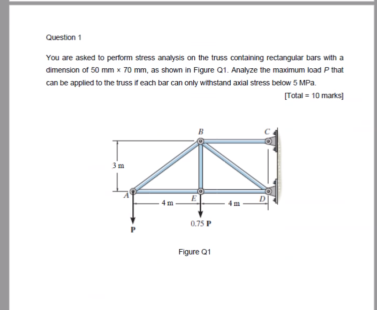 Solved Question 1 You are asked to perform stress analysis | Chegg.com