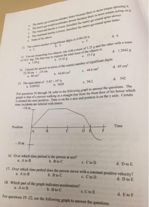Solved 1 What Does The Slope Of A Position Versus Time Chegg