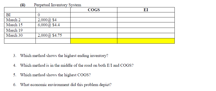 Solved (D) Calculation of COGS and Ending Inventory | Chegg.com