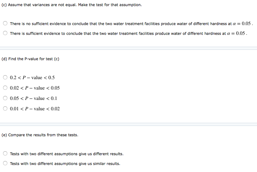 Solved Hardness of water from two different water treatment | Chegg.com