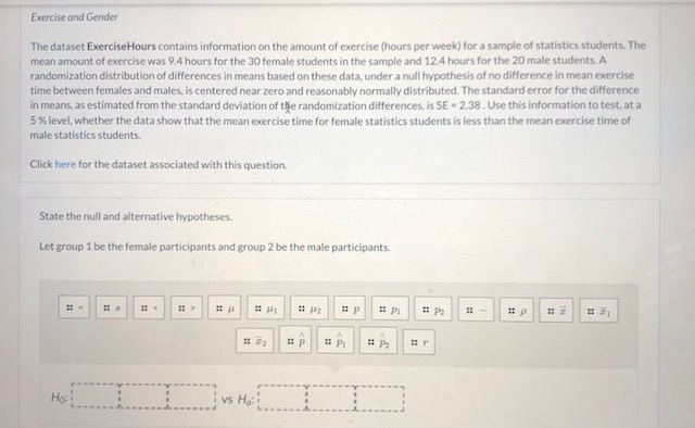 Solved Exercise And Gender The Dataset Exercisehours