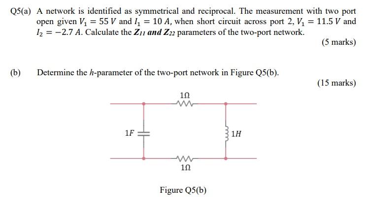 Solved Q5(a) A network is identified as symmetrical and | Chegg.com