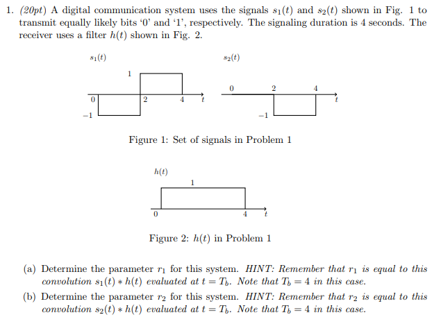 Solved 1. (20pt) A digital communication system uses the | Chegg.com