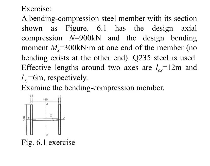 Solved Exercise: A bending-compression steel member with its | Chegg.com