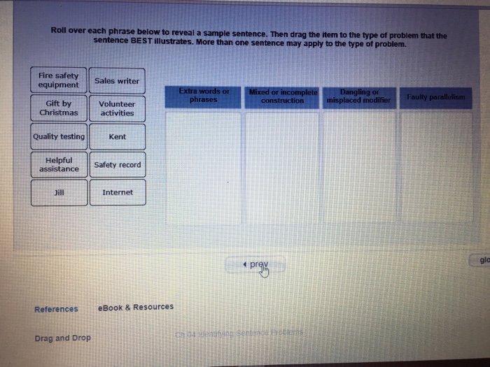 Solved roll over each phrase below to reveal a sample | Chegg.com