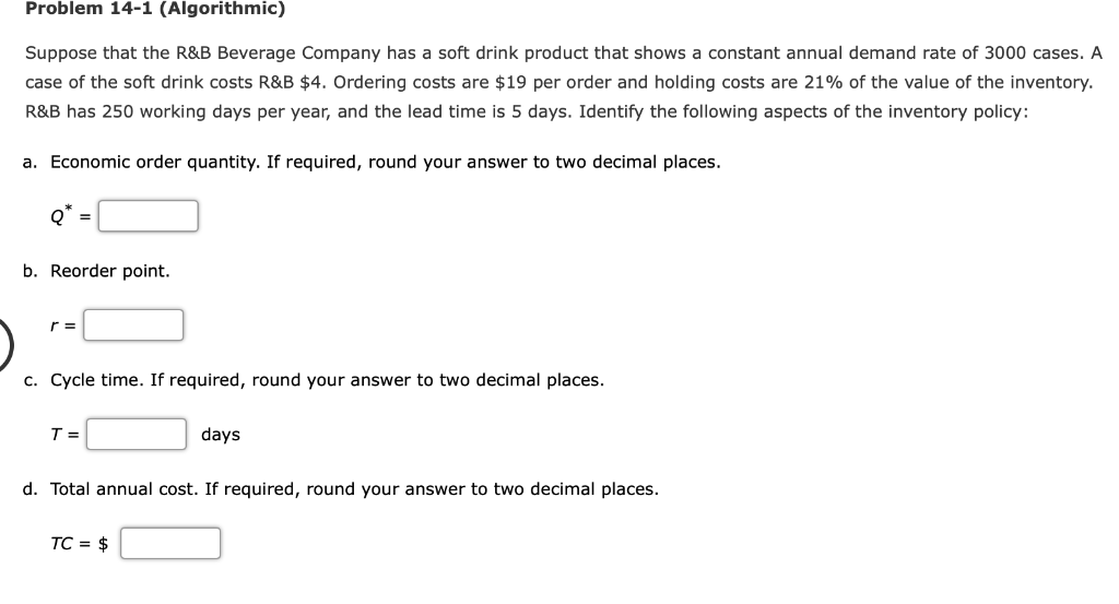 Solved Problem 14-1 (Algorithmic) Suppose that the R&B | Chegg.com