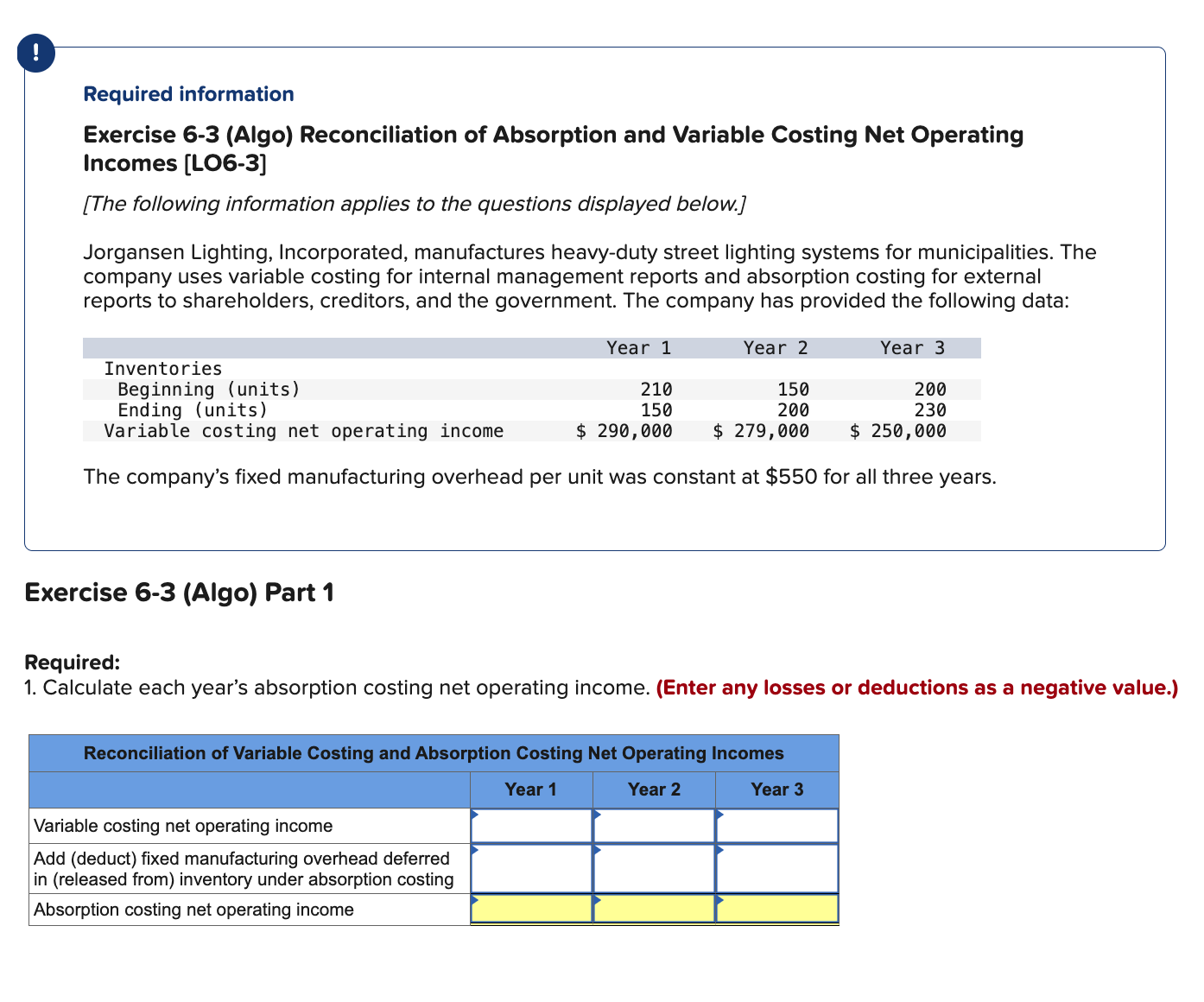 Solved Required information Exercise 6-3 (Algo) | Chegg.com