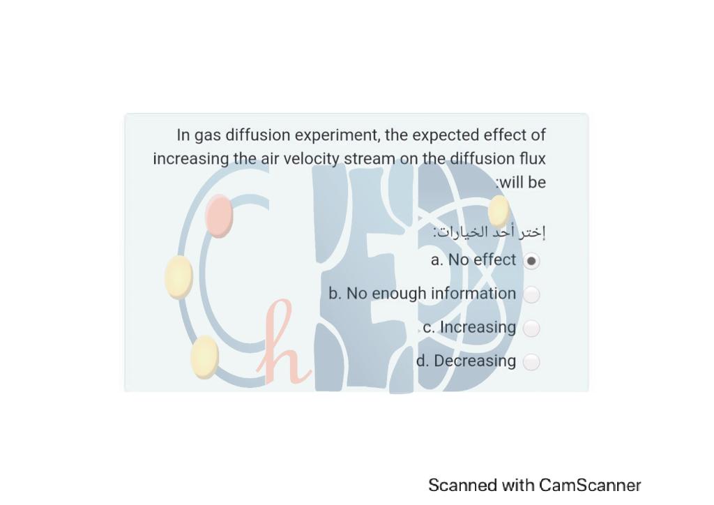 Solved In gas diffusion experiment, the expected effect of | Chegg.com