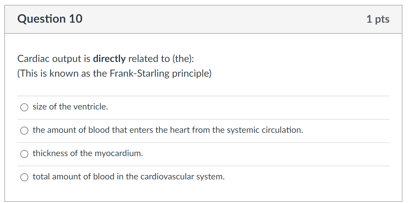 Solved Cardiac output is directly related to (the): (This is | Chegg.com