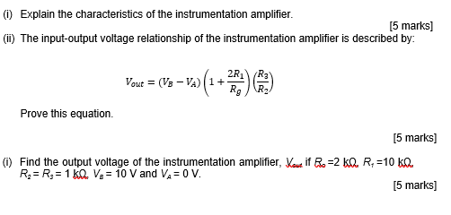 Solved ANALOG ELECTRONICS Question 4 An instrumentation | Chegg.com