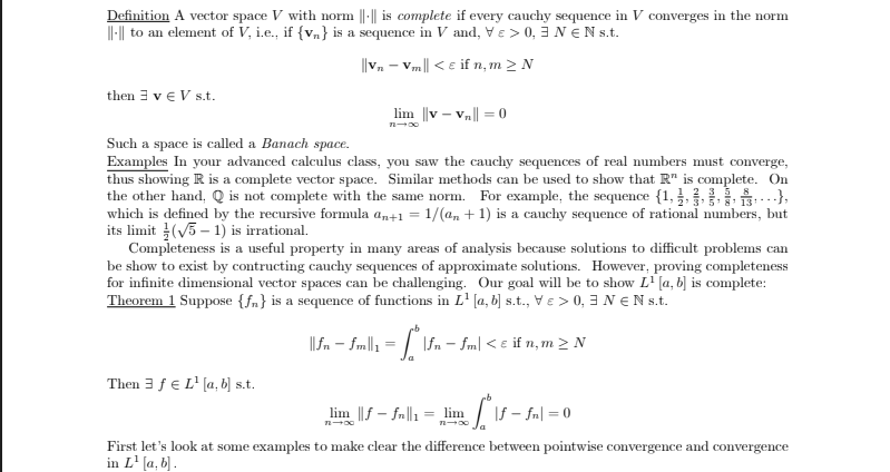 Solved Definition A vector space V with norm | || is | Chegg.com
