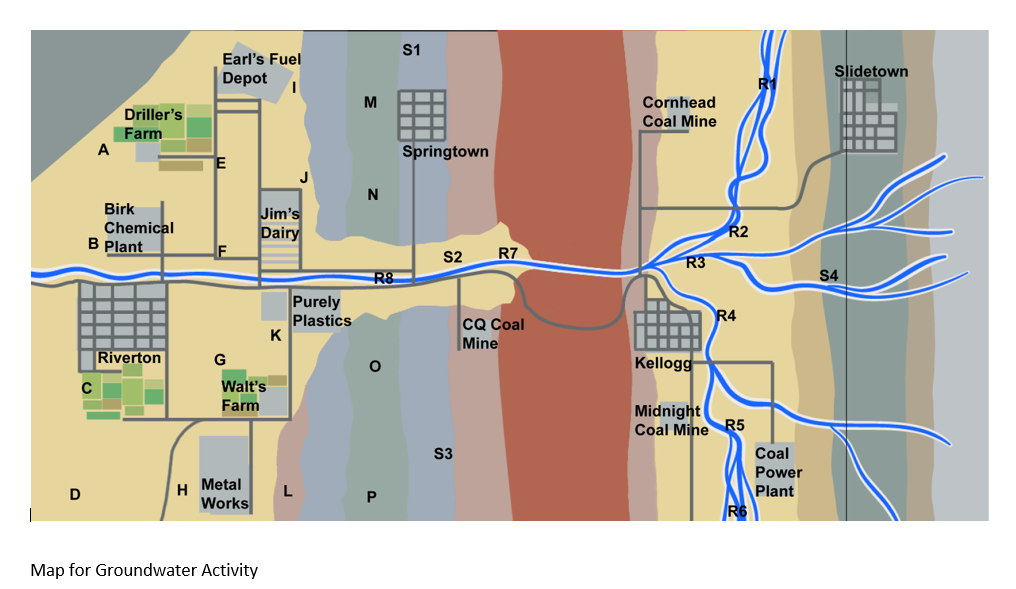 Solved The attached map has the locations of water wells | Chegg.com