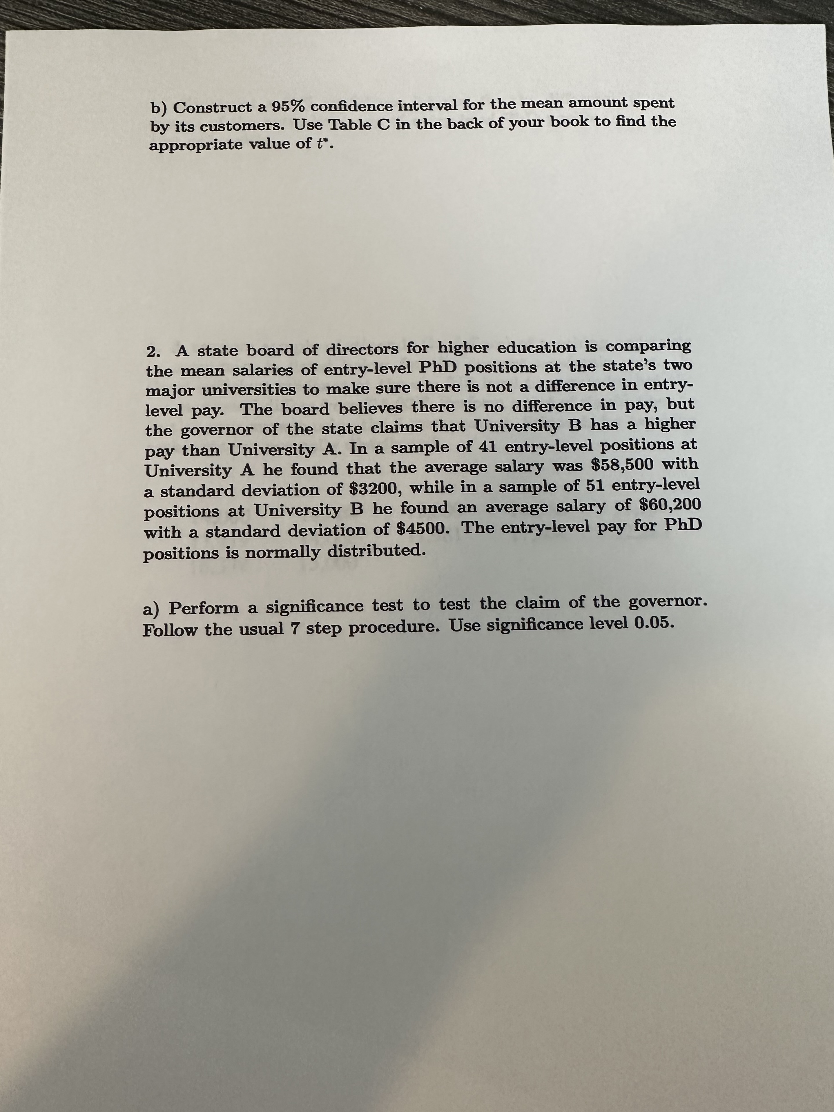 Solved b) Construct a 95% confidence interval for the mean | Chegg.com