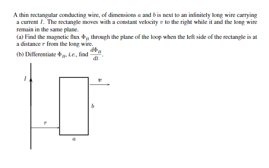 Solved A thin rectangular conducting wire, of dimensions a | Chegg.com