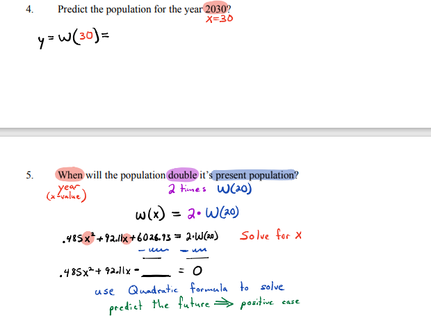 Solved Project 3: World Population Quadratic: y=a.* +b-X+C | Chegg.com