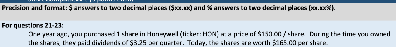 Solved Precision and format: $ answers to two decimal places | Chegg.com