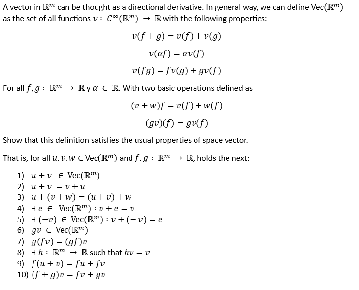 [Solved]: A vector in Rm can be thought as a directional de