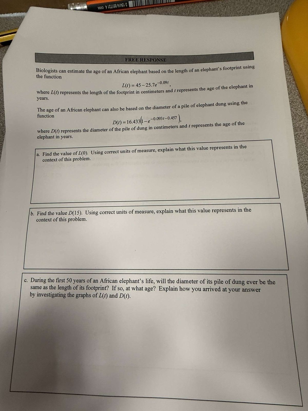 Solved Biologists can estimate the age of an ﻿African | Chegg.com
