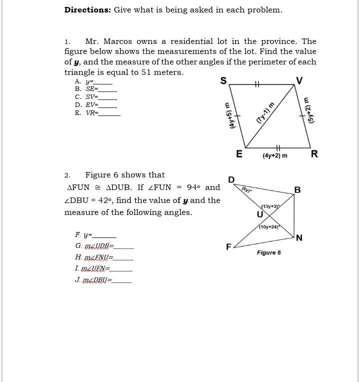 Solved Directions: Give what is being asked in each problem. | Chegg.com