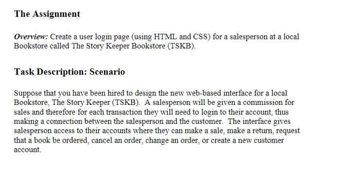Solved The Assignment Overview: Create a user login page | Chegg.com
