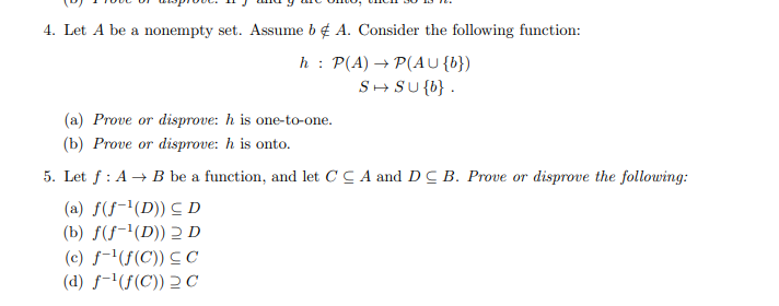 Solved - 4. Let A be a nonempty set. Assume b¢ A. Consider | Chegg.com