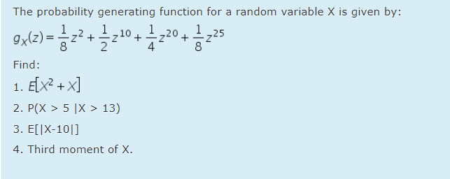 Solved The probability generating function for a random | Chegg.com