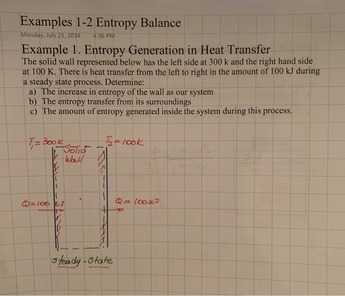 Solved Examples 1-2 Entropy Balance Monday, July 21, 2014 | Chegg.com