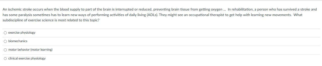 Solved subdiscipline of exercise science is most related to | Chegg.com