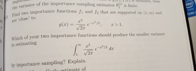 Solved impor the variance of the importance sampling | Chegg.com