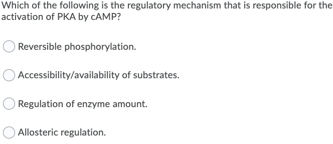 Solved Which of the following is the regulatory mechanism | Chegg.com