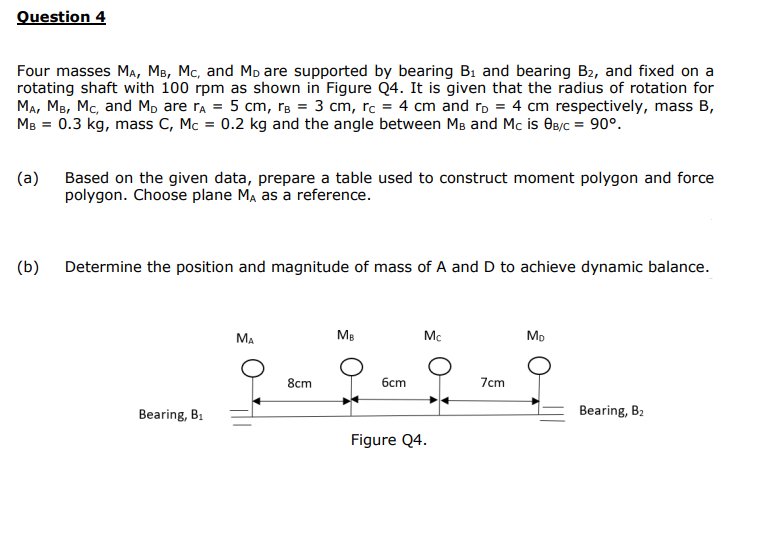 Solved Question 4 Four masses MA, MB, Mc, and MD are | Chegg.com