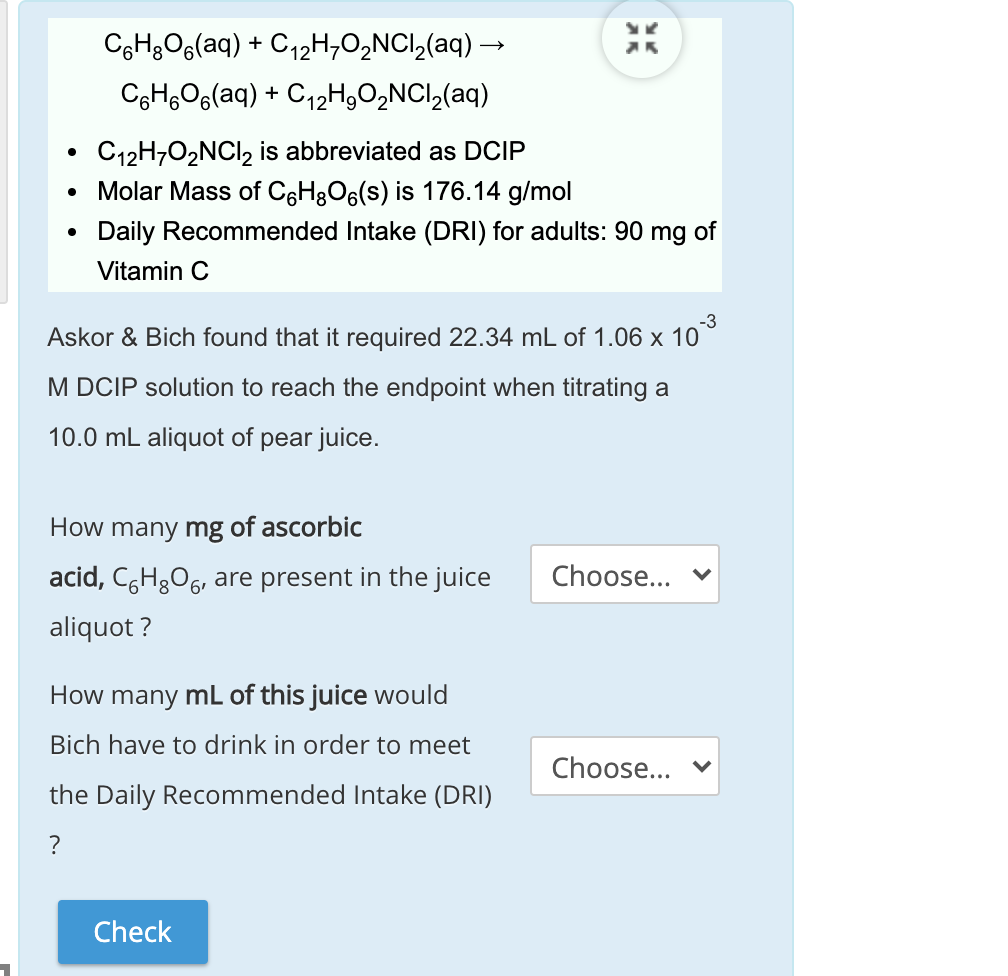 Solved CoH206(aq) + C12H2O2NCI2(aq) → C6H2O6(aq) + | Chegg.com