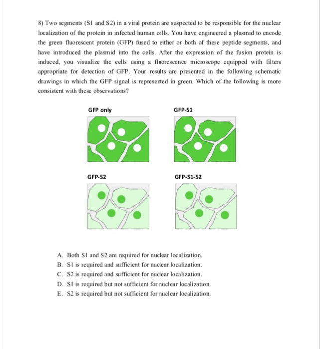 Solved 8) Two segments (S1 and S2) in a viral protein are | Chegg.com