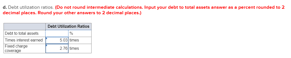 Solved b. Assets utilization ratios. (Do not round | Chegg.com