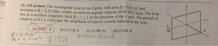 Solved area A 0.01 m2 and 12. (10 points) The rectangular | Chegg.com
