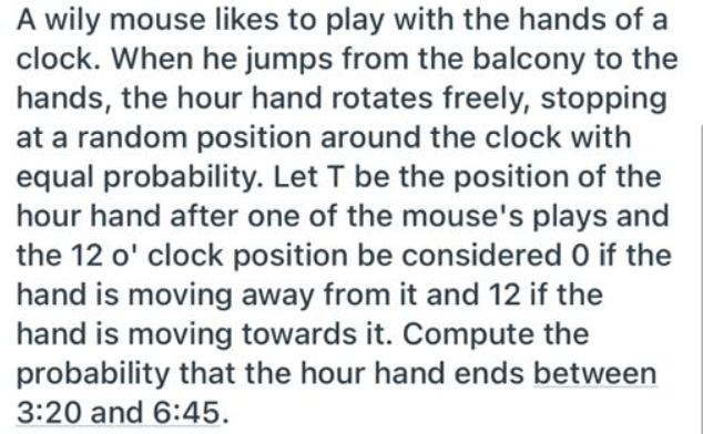 Solved A wily mouse likes to play with the hands of a clock. | Chegg.com
