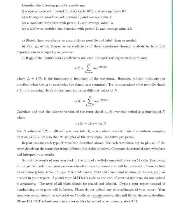 Solved Consider the following periodic waveforms: | Chegg.com
