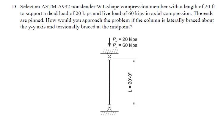 Solved D. Select an ASTM A992 nonslender WT-shape | Chegg.com
