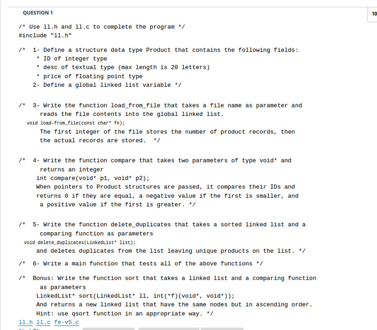 Solved QUESTION 1 /* Use 11.h and 11.c to complete the | Chegg.com