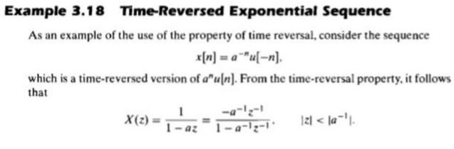 Solved Example 3.18 Time-Reversed Exponential Sequence As an | Chegg.com