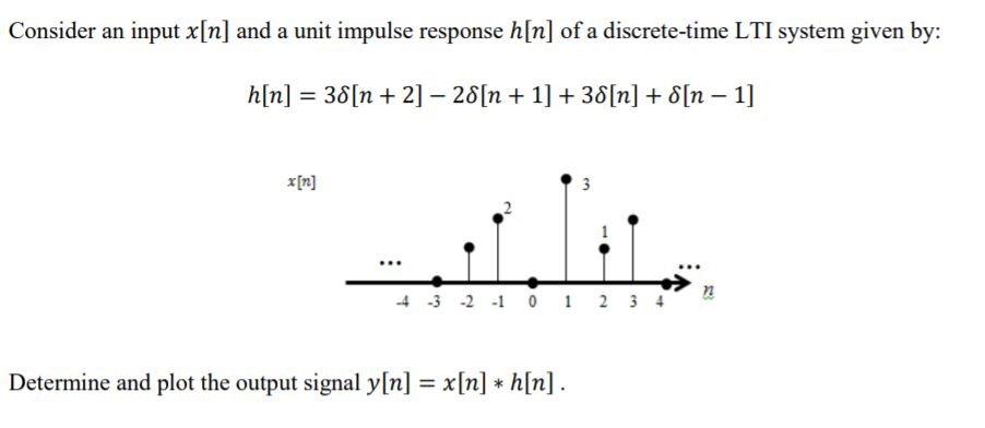 Solved Consider an input x[n] and a unit impulse response | Chegg.com
