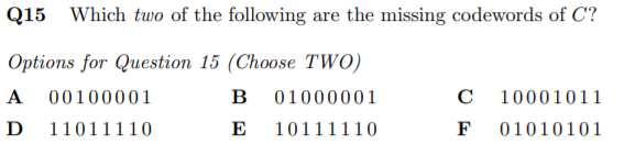 Solved Questions 15 To 18 Six Of Eight Codewords Of A Linear 
