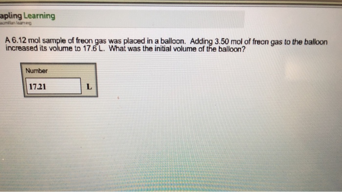 Solved apling Learning A 6.12 mol sample of freon gas was | Chegg.com