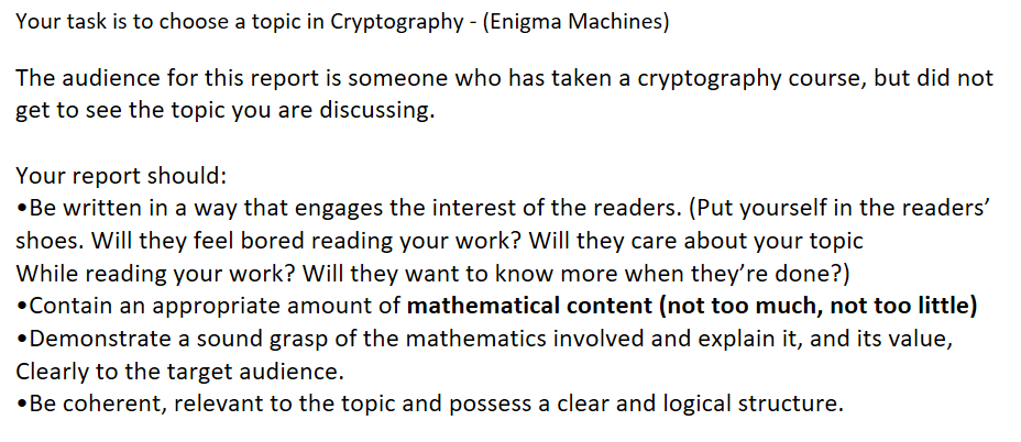 Solved Your task is to choose a topic in Cryptography - | Chegg.com