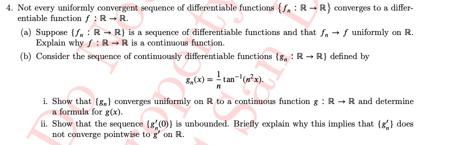 Solved 4. Not every uniformly convergent sequence of | Chegg.com