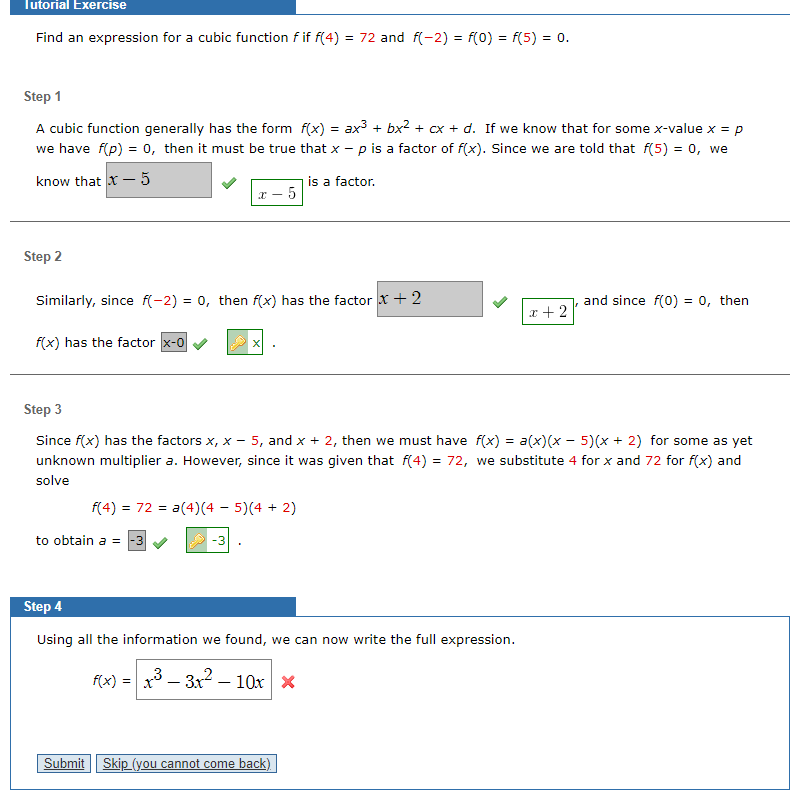 Solved utorial Exercise Find an expression for a cubic | Chegg.com