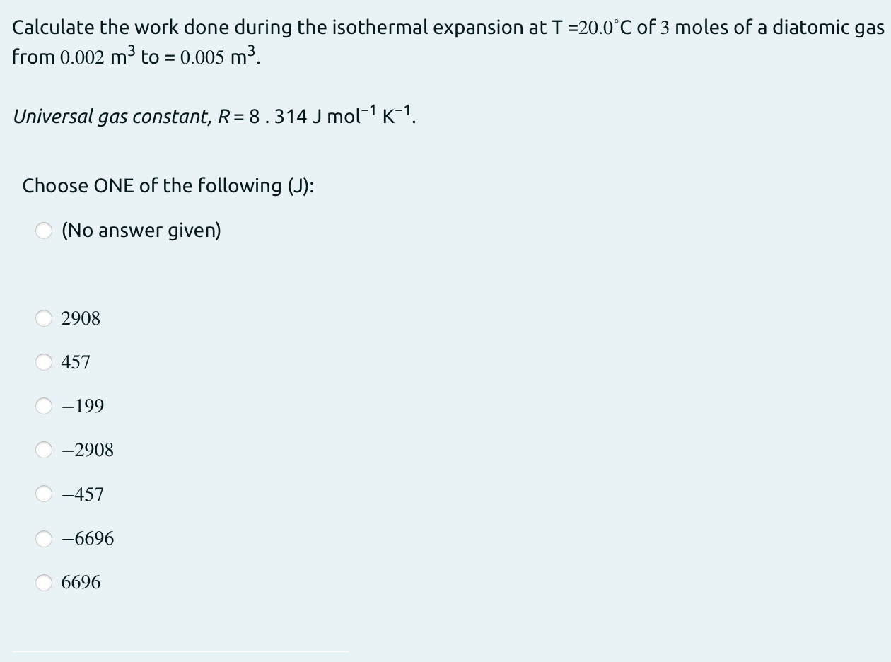 Solved Calculate the work done during the isothermal | Chegg.com