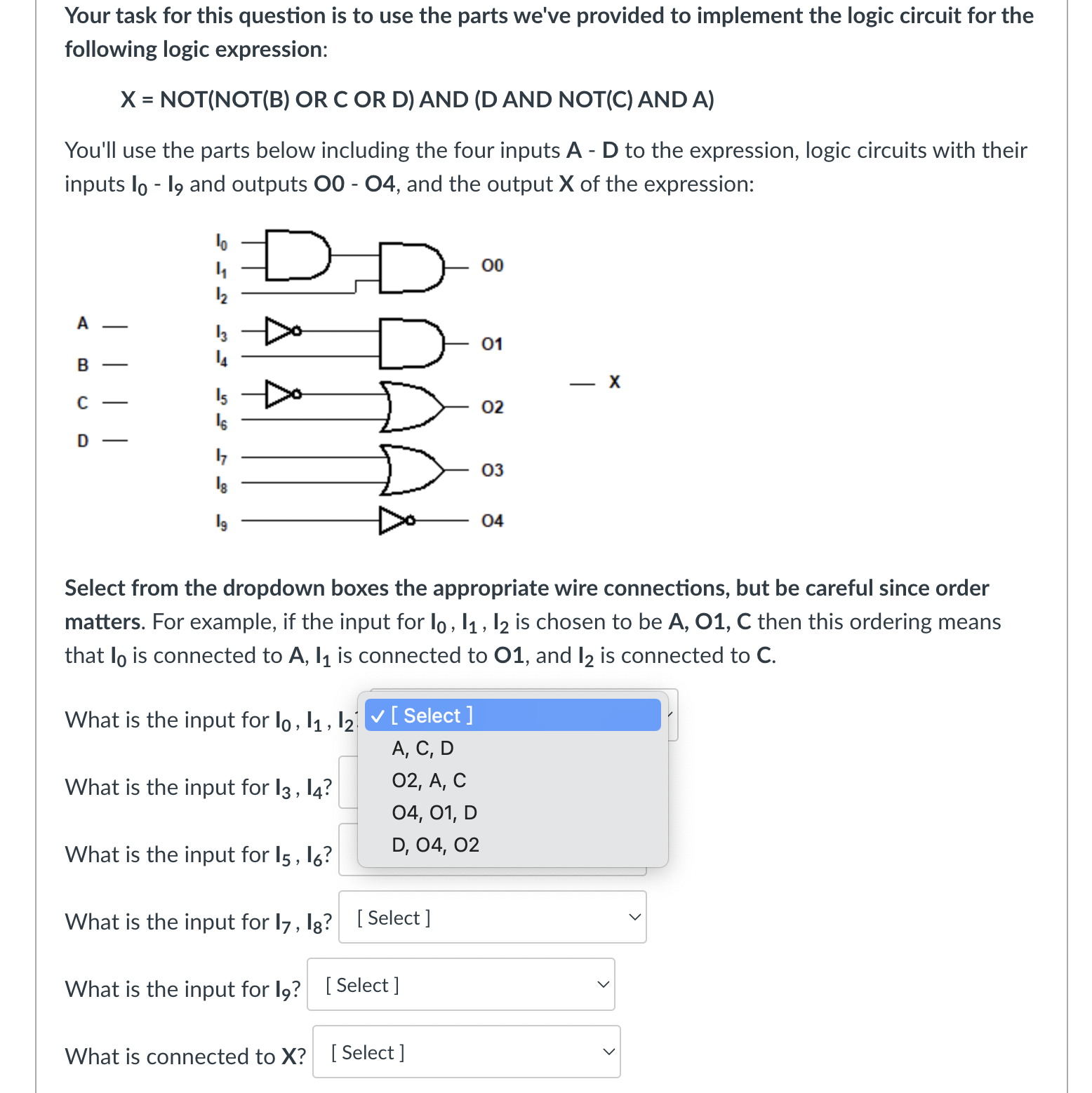 Solved Select from the dropdown boxes the appropriate wire | Chegg.com